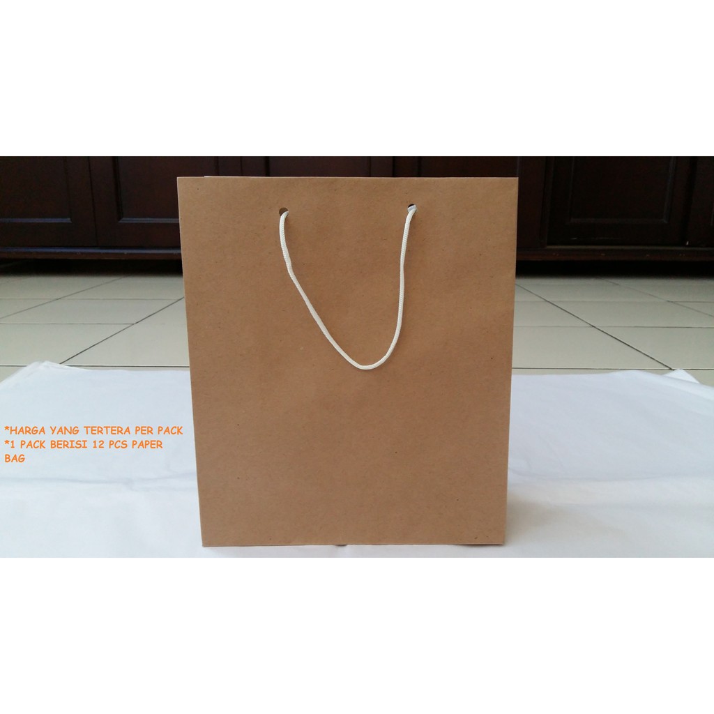 Jual PAPER BAG POLOS / TAS KARTON COKLAT 19X8X23 | Shopee Indonesia