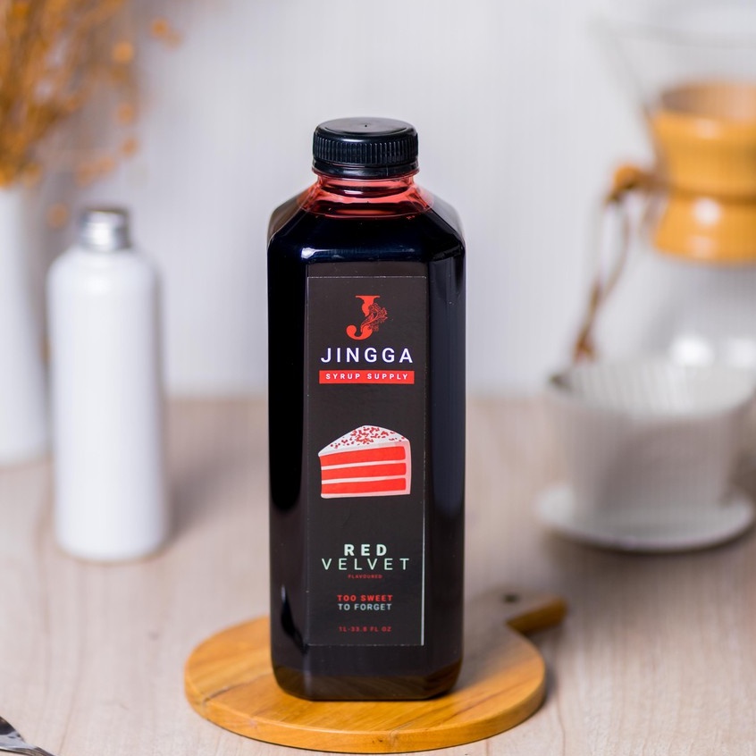 Jual JINGGA Red Velvet Syrup 1000ml - Sirup Red Velvet Pengganti Powder ...