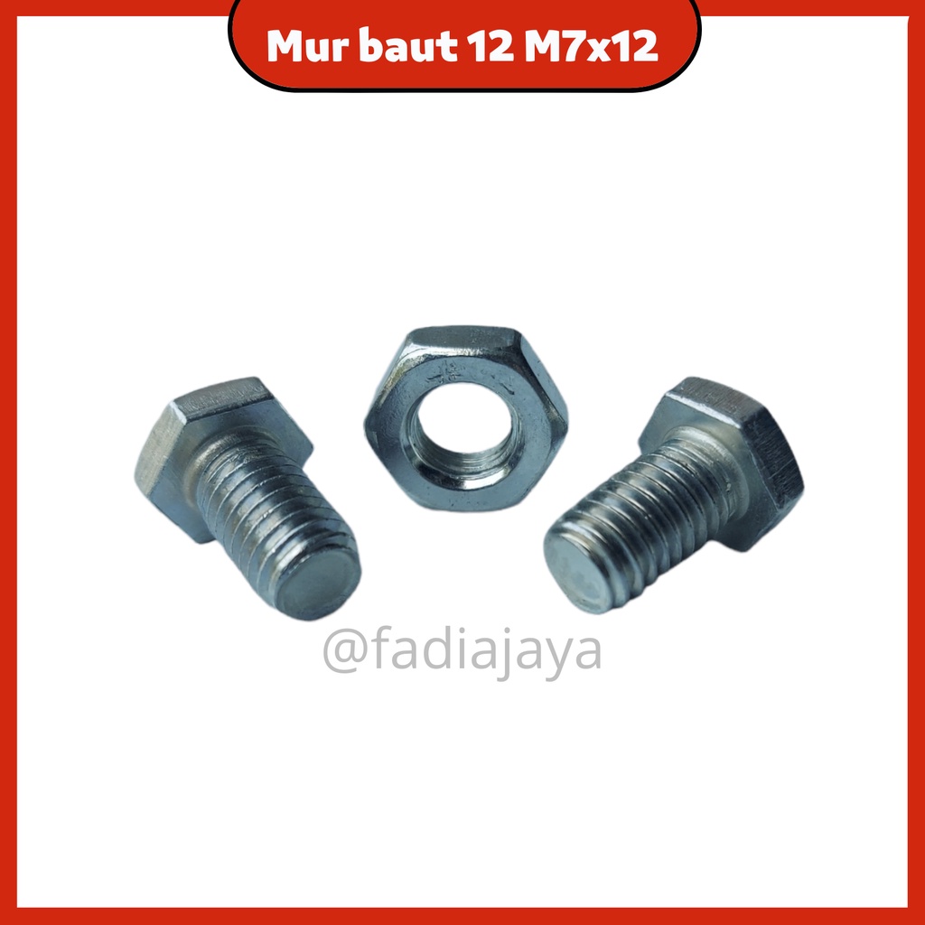Jual Baut Mur 12 7x12 Putih Baut Siku Lubang | Shopee Indonesia