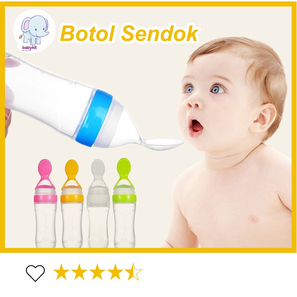Jual Botol Sendok Makan Bayi MPASI Set Alat Makan Anak Usia 3 4 5 6 Bulan Keatas bahan BPA Free ...