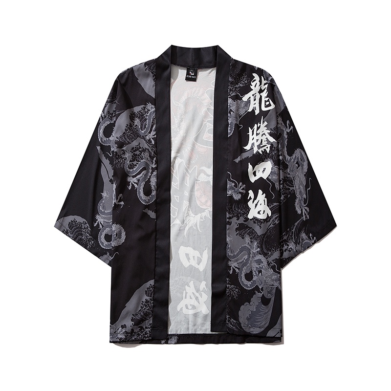 Jual kaos baju Cardigan Kimono Wanita Dragon Print Yukata Cardigan Men Women Fashion Asian ...