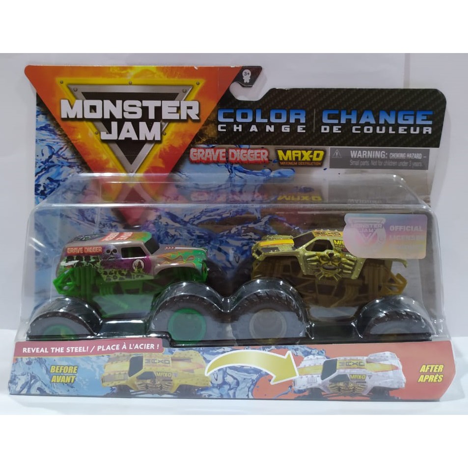 Jual Monster Jam Color Change Reveal The Steel Grave Digger Vs Max-D ...