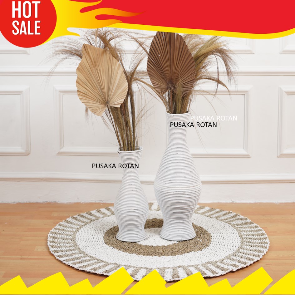 Jual Guci Rotan Warna Putih Sisa Export / Vas Bunga Rotan Pot Bunga ...