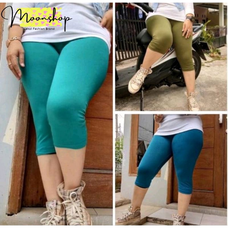 Jual Legging Pendek 3/4 Spandek Premium Jumbo & Standar | Shopee Indonesia