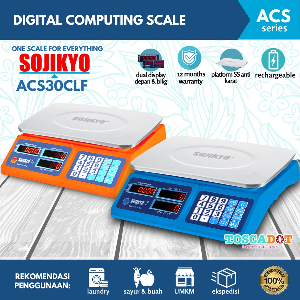 Jual Timbangan digital hitung harga otomatis 30 kg | ACS30CLF | Shopee Indonesia