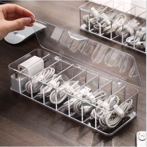 Jual Box Kotak Storage Kabel Organizer (8 Grid + Cover) | Shopee Indonesia