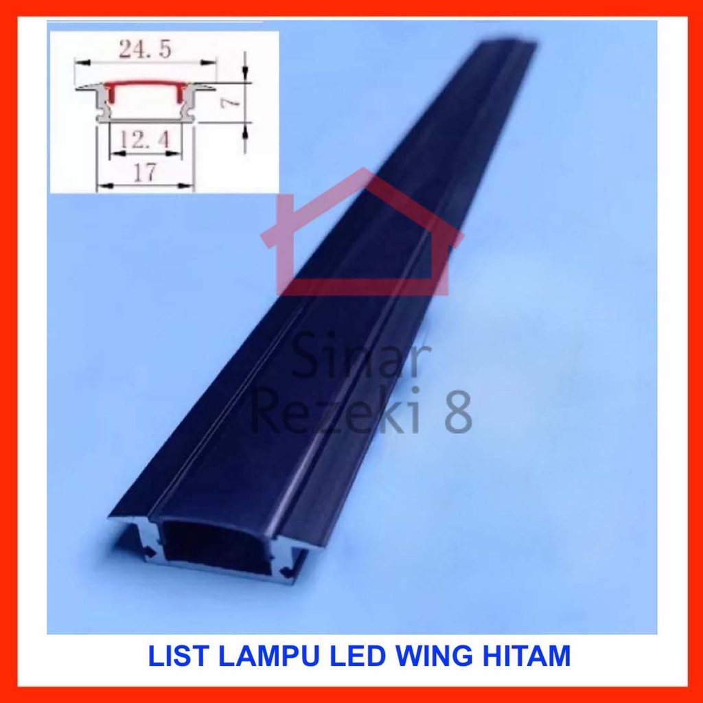 Jual List Lampu LED 3 meter WING HITAM / Rumah Strip Cover Aluminium ...