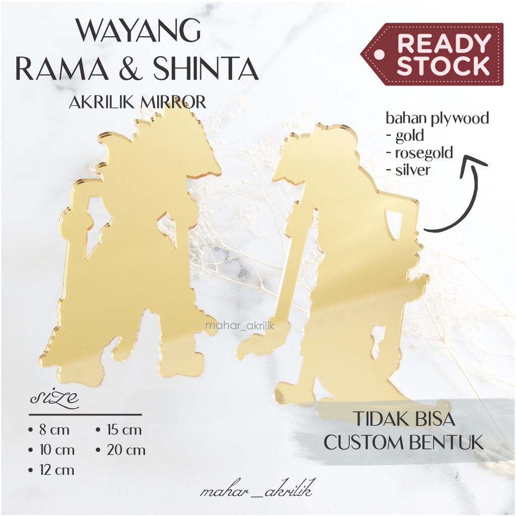 Jual Wayang Rama & Shinta | Hiasan mahar wayang | Akrilik mirror Gold / Silver/ Rosegold ...