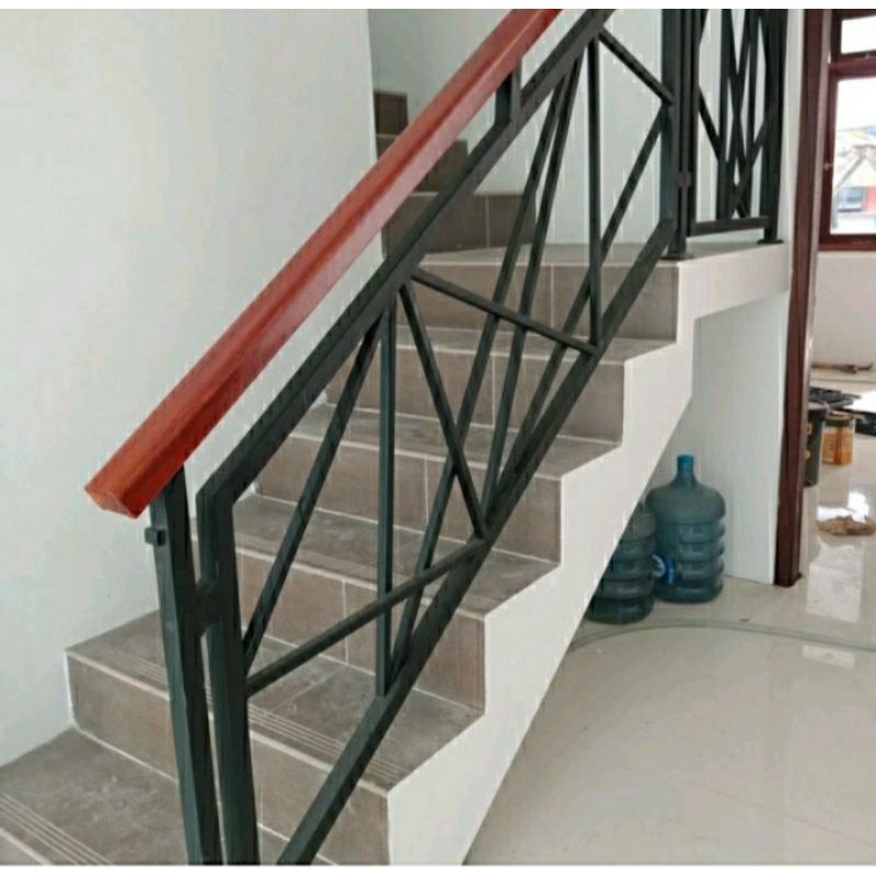 Jual RAILING TANGGA BESI HANDRAIL KAYU | Shopee Indonesia