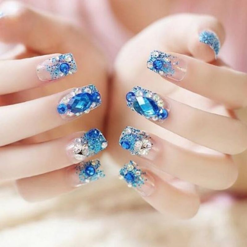 Jual Kuku palsu permata biru glitter (Fake nails) | Shopee Indonesia