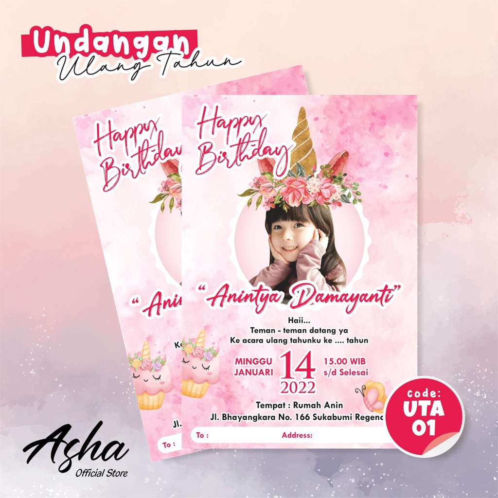 Jual KARTU UNDANGAN ULANG TAHUN - UNDANGAN ULTAH ANAK CUSTOM MURAH | Shopee Indonesia