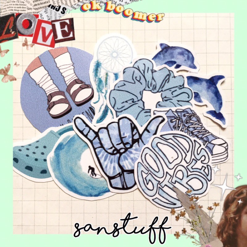 Jual BLUE VSCO | Stickers Pack 9 Pcs | Shopee Indonesia