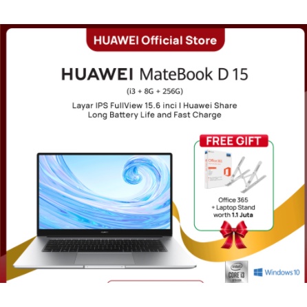 Jual HUAWEI MateBook D15 i3 Laptop [i3/8GB/256GB SSD] | Shopee Indonesia