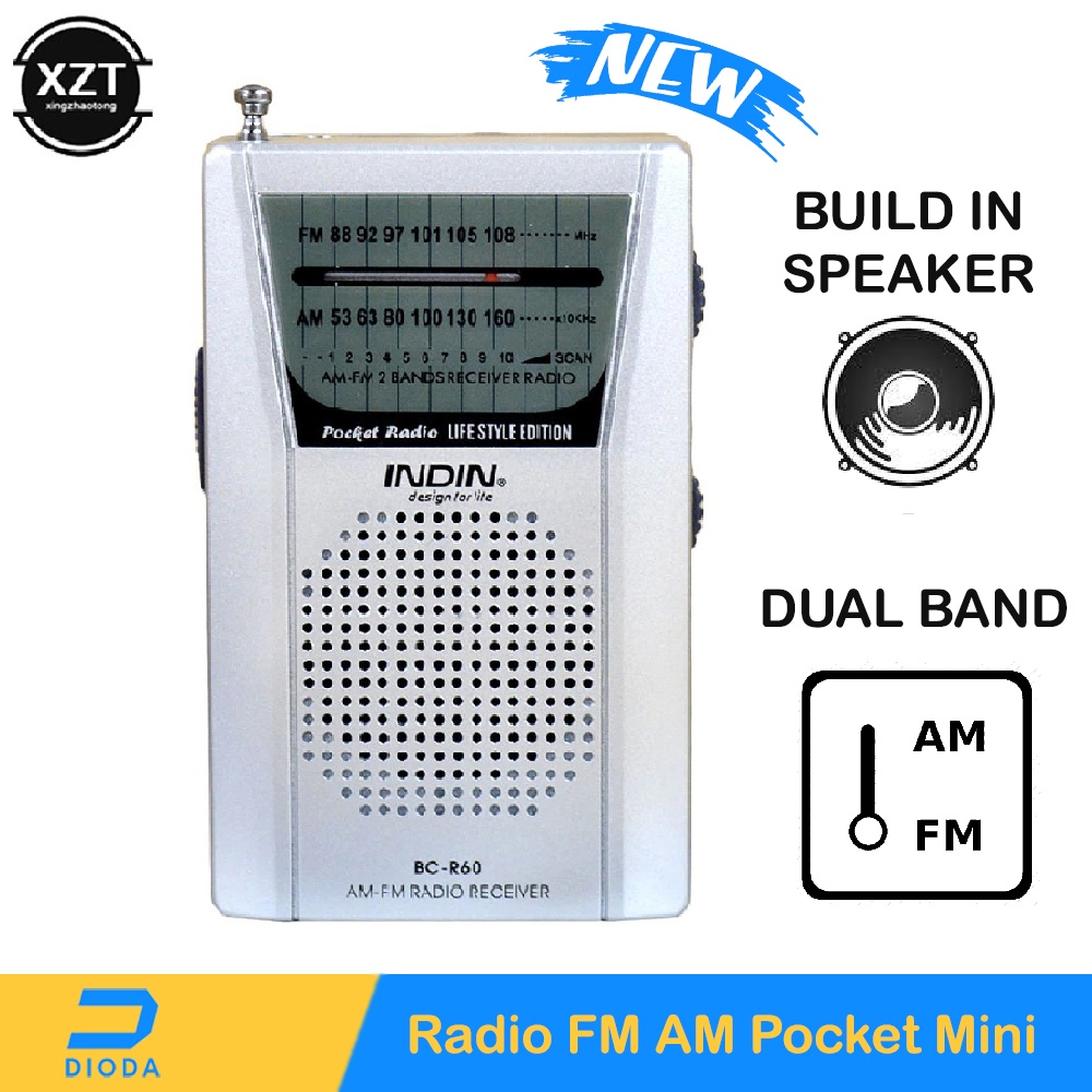 Jual INDIN BC-R60 Radio FM AM Pocket Mini Telescopic Antenna with ...