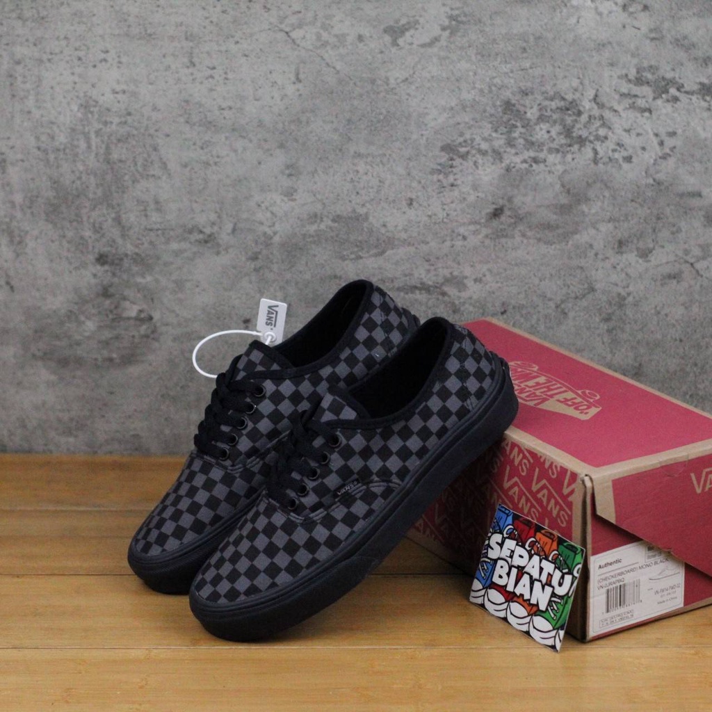 Jual Sepatu VANS Authentic Mono Checkerboard Catur Black Grey Hitam ...