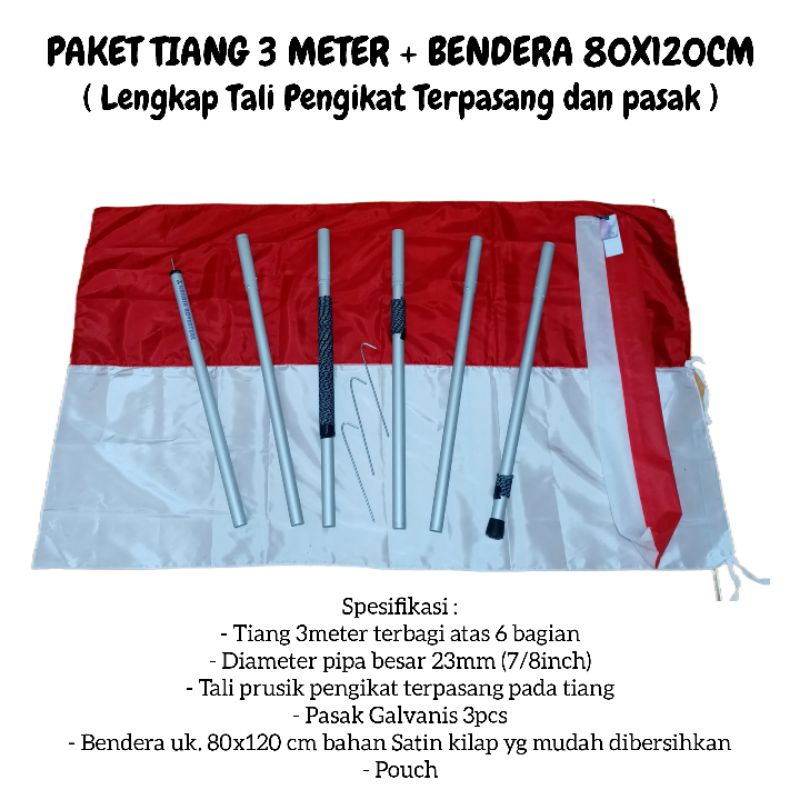 Jual Paket Tiang Bendera Lapangan Aluminium Diameter Pipa 23 Mm Tinggi 3 Meter Dan Bendera ...