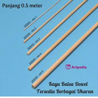 Termurah!! Kayu Balsa Dowel 5mm Panjang 0.5 Meter /Balsa Dowle Ukuran ...