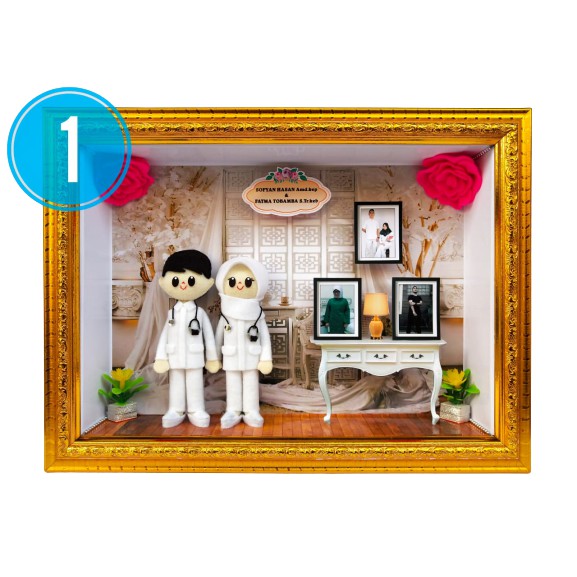 Jual Boneka Flanel Dokter Couple Frame 3D 25X35 Cm | Shopee Indonesia