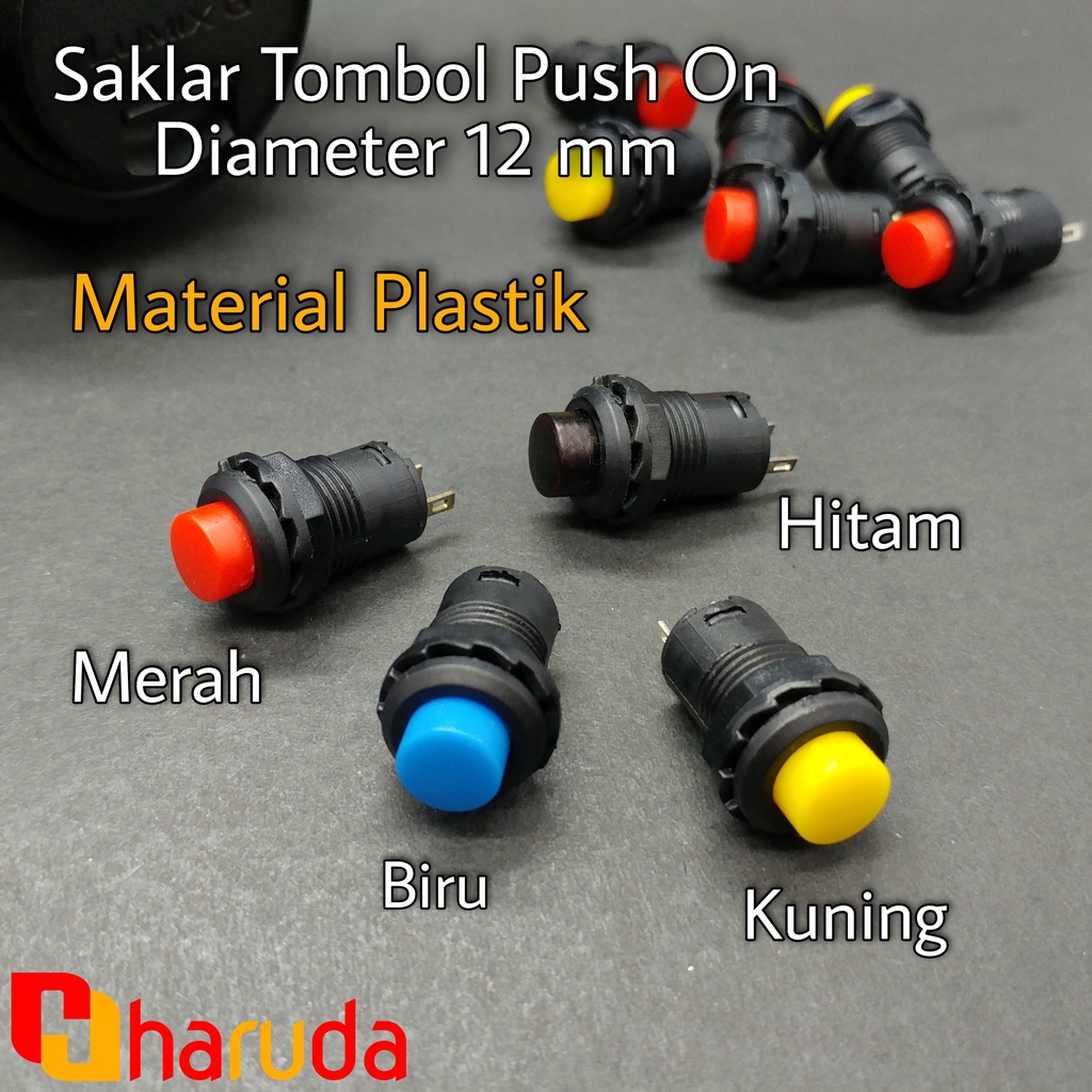 Jual Saklar Tombol Bulat Kecil Diameter 12 mm Push On 2 Pin | Shopee ...
