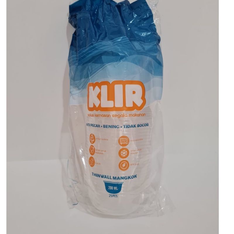 Jual Thinwall KLIR Bowl 200ML /Thinwall Mangkok 200ML Isi 25Pcs ... Jual Thinwall KLIR Bowl 200ML /Thinwall Mangkok 200ML Isi 25Pcs ...