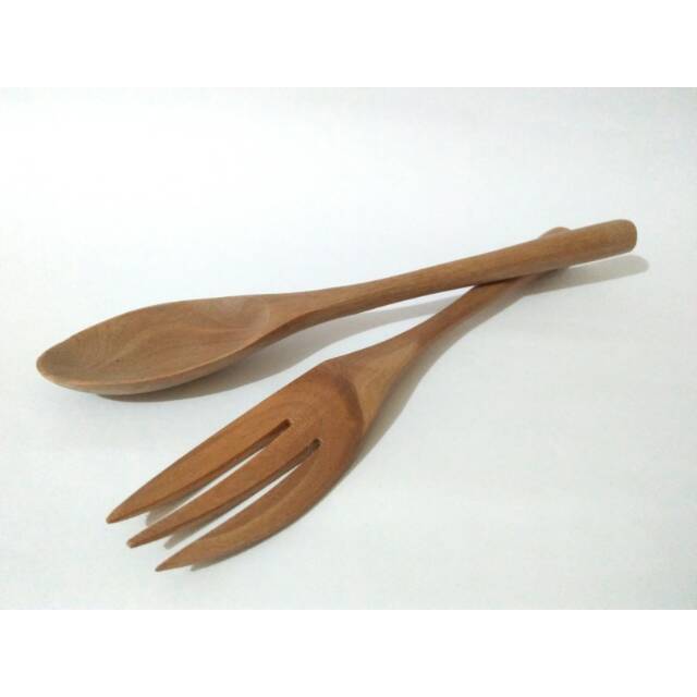 Jual Sendok Garpu Kayu 18 Cm Sendok Kayu Garpu Kayu Spoon Fork Wooden ...