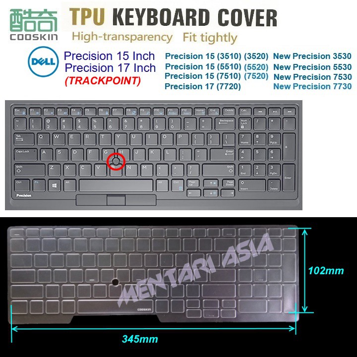 Jual Keyboard Protector DELL Precision 15 - 17 TRACKPOINT - COOSKIN ...