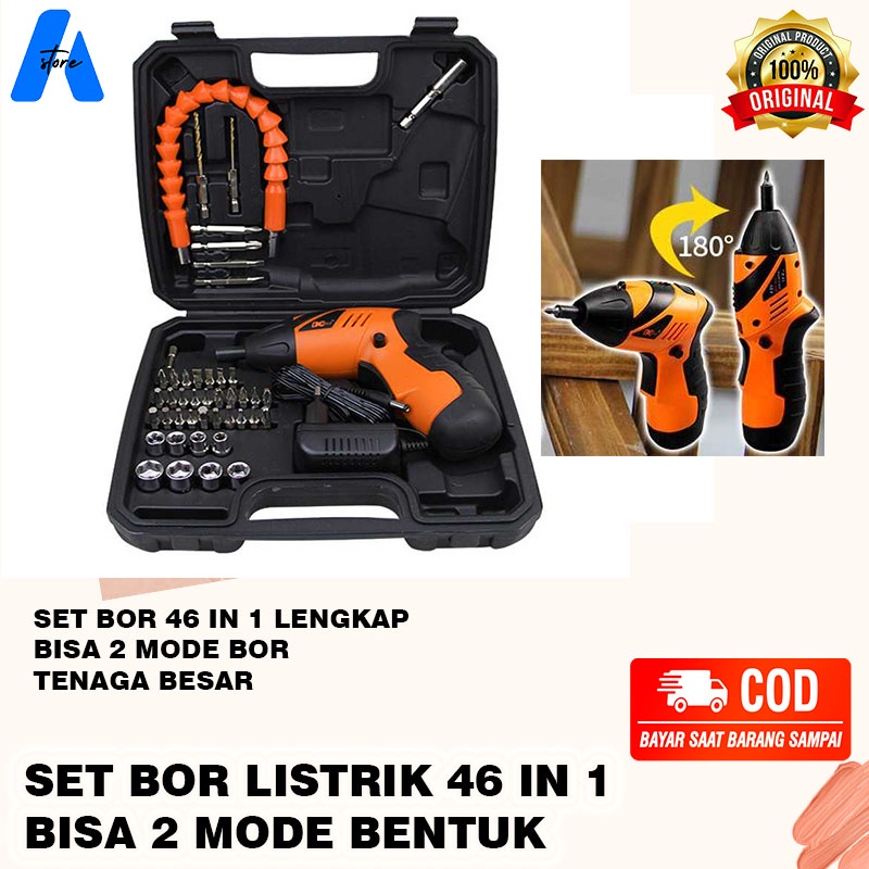 Jual SET BOR LISTRIK CORDLESS 46 IN 1 MATA BOR ELEKTRIK GRINDER MATA ...
