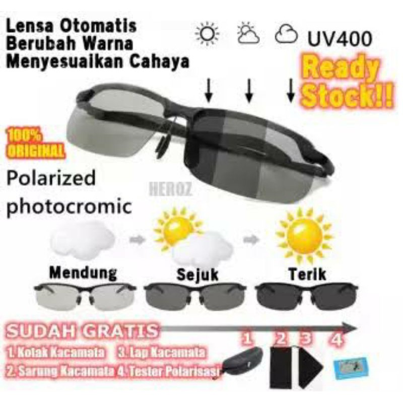 Original!! Kacamata Anti Silau UV400 Kacamata Polarized Photochromic Pria Wanita | Shopee Indonesia