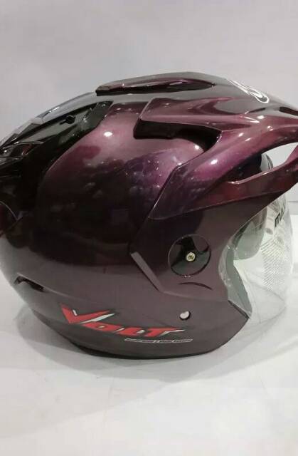 Jual HELM VOG VOLT POLOS UNGU 2 KACA SNI ORI | Shopee Indonesia