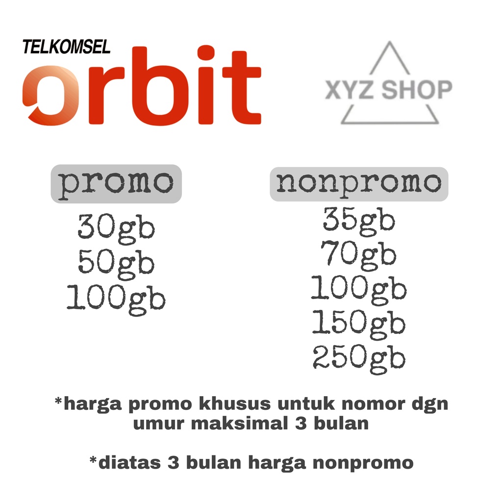 Jual non promo paket data kuota orbit | Shopee Indonesia