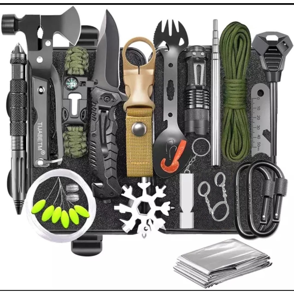 Jual Survival kit paket komplit multifungsi SOS tools camping hiking ...