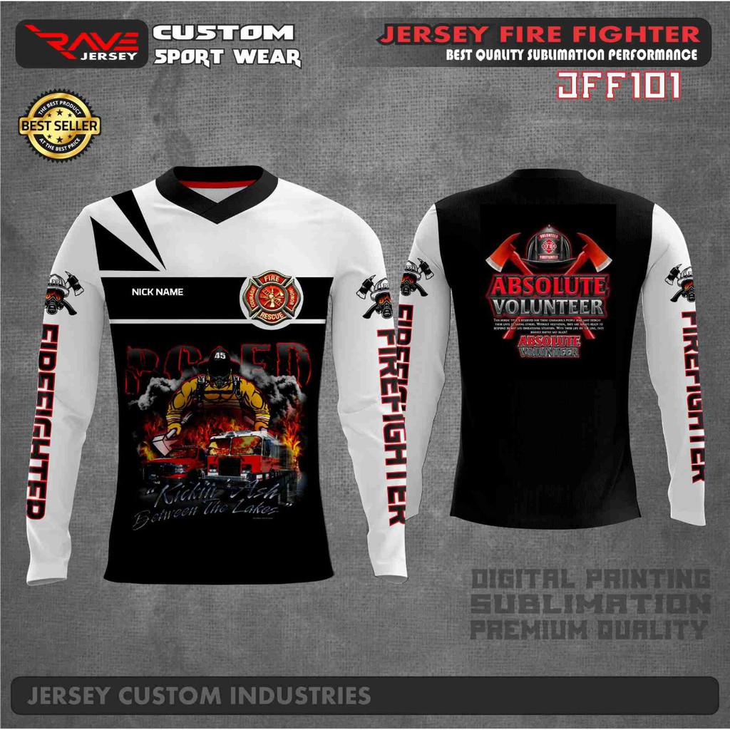 Jual KAOS JERSEY LENGAN PANJANG PEMADAM KEBAKARAN FULL PRINTING ...