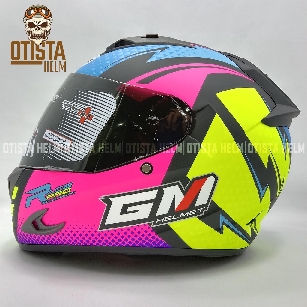 Jual HELM FULLFACE GM RACE PRO CORAK FLASH BLACK PINK DOFF SINGLE VISOR ...