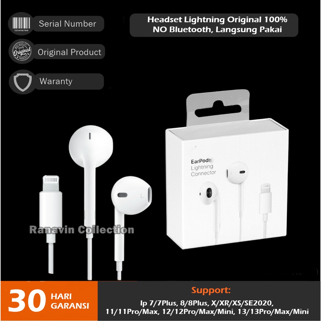 Jual (COD) Headset Lightning 7, 8, X, XR, XS, 11, 12, 13 - Earphone ...