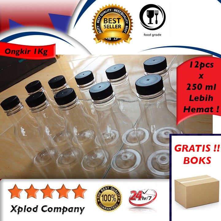 (12pcs) Botol Kemasan Minuman Plastik Unik Model Pear 250 ml Botol ...