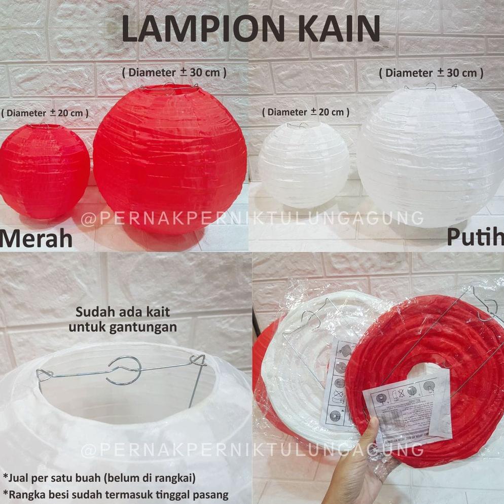 Jual Lampion Kain Polos Merah dan Putih - Lampion 20cm dan 30cm ...