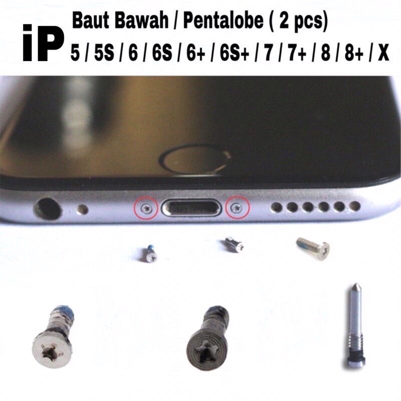 Jual Baut bawah ip 5 5S 6 6plus 6S 6S plus 1set (2pcs) | Shopee Indonesia