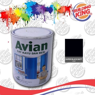 Jual Cat AVIAN Besi Kayu 1 Kg 0,9L Hitam Doff Dop Super Black Matte SBM ...