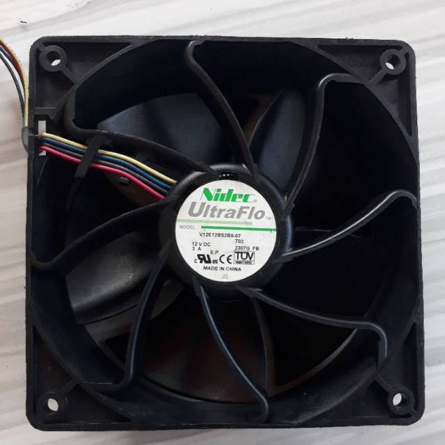 Jual FAN SERVER NIDEC ULTRAFLO 12V DC 3A 12CM TEBAL 3.8CM | Shopee ...