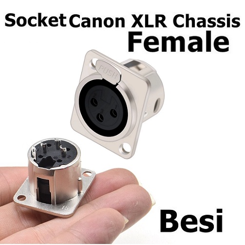Jual Socket XLR Canon Female 3 Pin Body Metal Soket Jack Mic Microphone ...