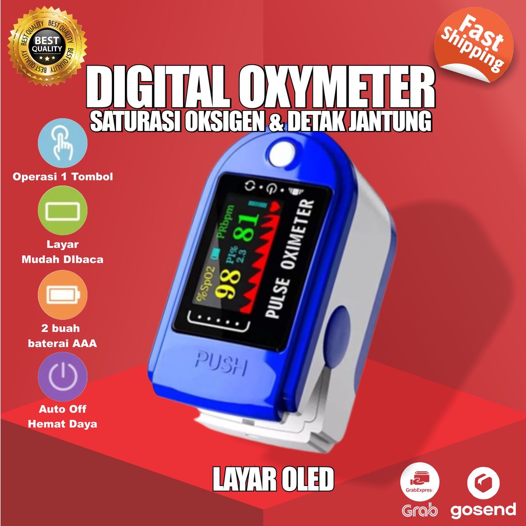 Jual Oxymeter Pulse Digital Oximeter Oksimeter Alat Ukur Kadar Oksigen Detak Jantung Saturasi ...
