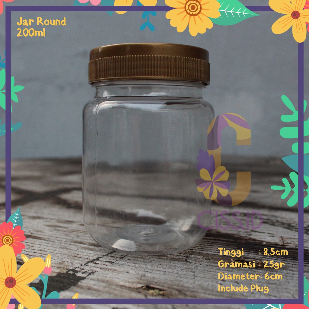 Jual JAR TOPLES PLASTIK SELAI BULAT 200ML FOODGRADE INCLUDE PLUG SUMBAT ...