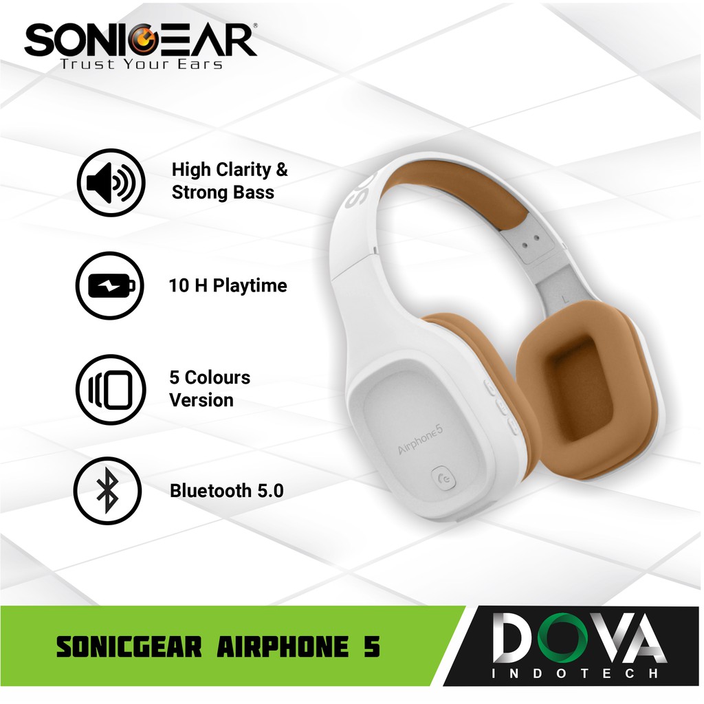 Jual Sonicgear Airphone 5 Bluetooth Headphone with Mic | Shopee Indonesia