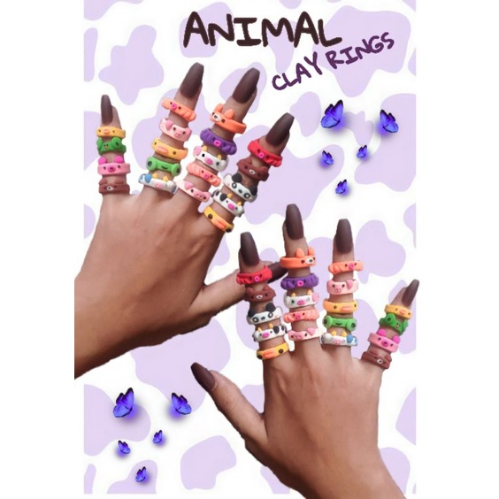Jual GLOSSY ANIMAL CLAY RINGS [BACA DESKRIPSI!!] | Shopee Indonesia