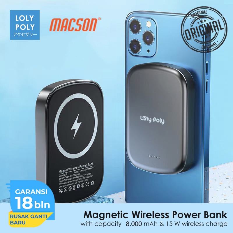 Jual Lolypoly Powerbank Magnet Wireless Charger 8.000Mah Indonesia ...