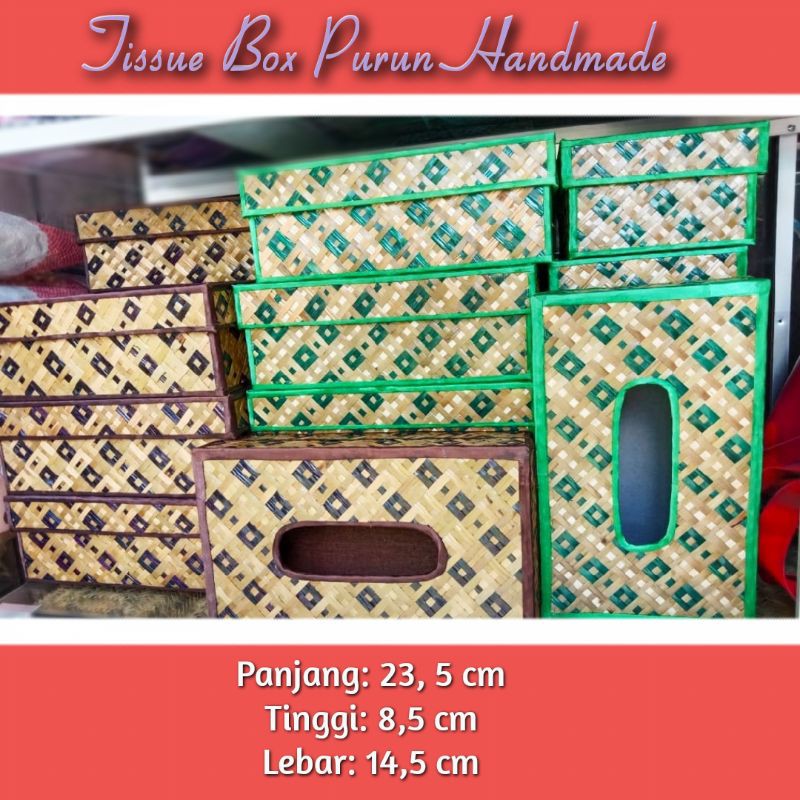 Jual Tissue Box/ Kotak Tempat Tisu Purun Handmade Khas Kalimantan ...