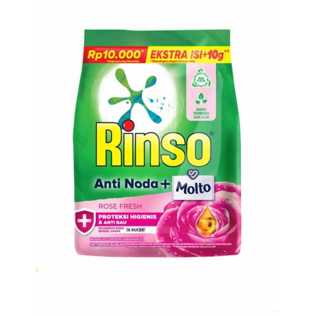 Jual RINSO Anti Noda + Molto Detergen Bubuk Rose Fresh 400g | Shopee ...