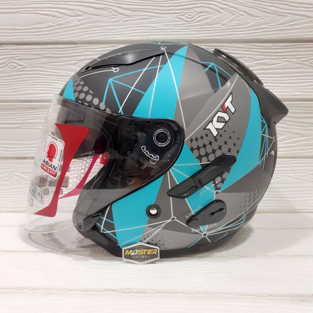 Jual HELM KYT GALAXY FLAT R MATRIX BLACK MATT BLUE DOUBLE VISOR HALF ...