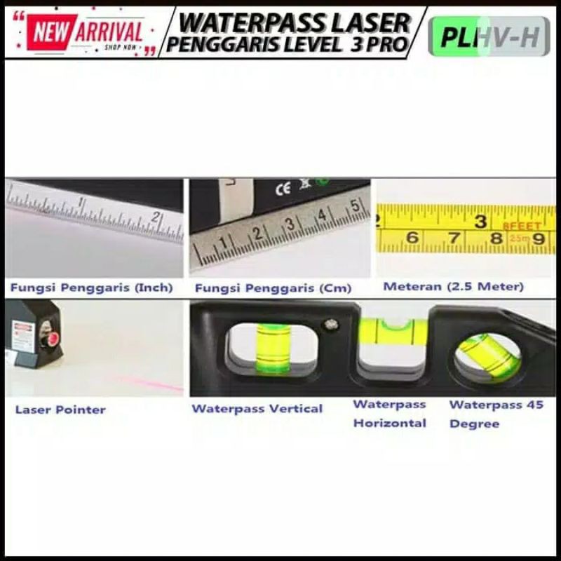 Jual PENGGARIS LASER WATERPASS DIGITAL LEVEL PRO3 METERAN MANUAL 250CM ...