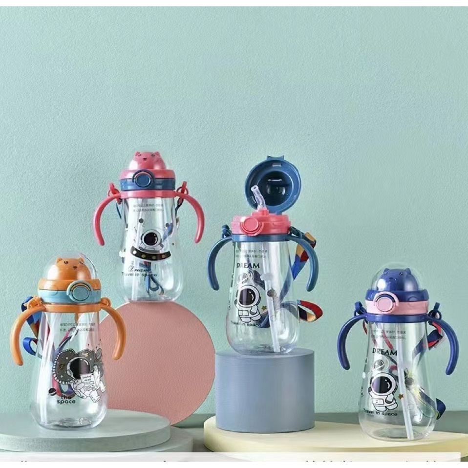 Jual Botol Minum Anak + Sedotan Plastik I Botol minum Transparan Aneka Karakter Lucu I Food ...